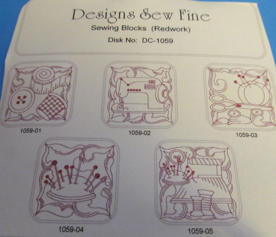 Designs Sew Fine ~ SEWING BLOCKS ~ Embroidery Machine CD-ROM Disk No DC ...