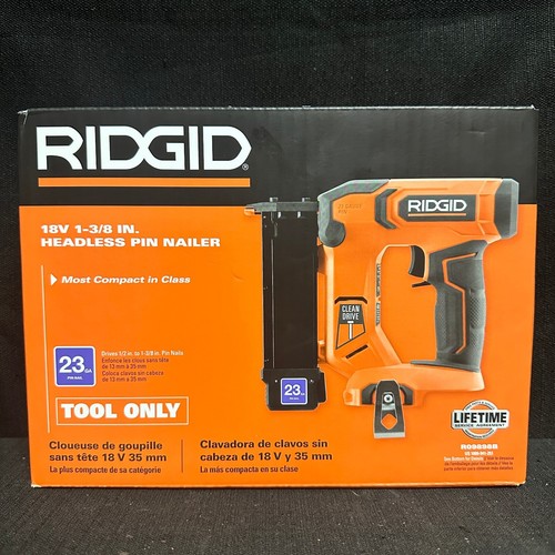 Ridgid 18V 1 3/8 in Headless Pin Nailer 23 Gauge Cordless Tool Only ...