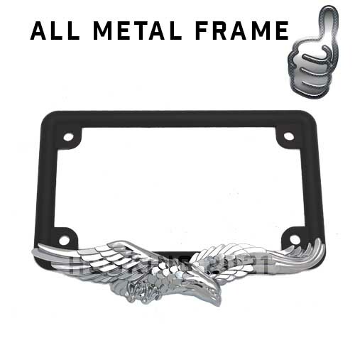 NEW VIVID BLACK AND CHROME 3D AMERICAN EAGLE MOTORCYCLE LICENSE PLATE ...