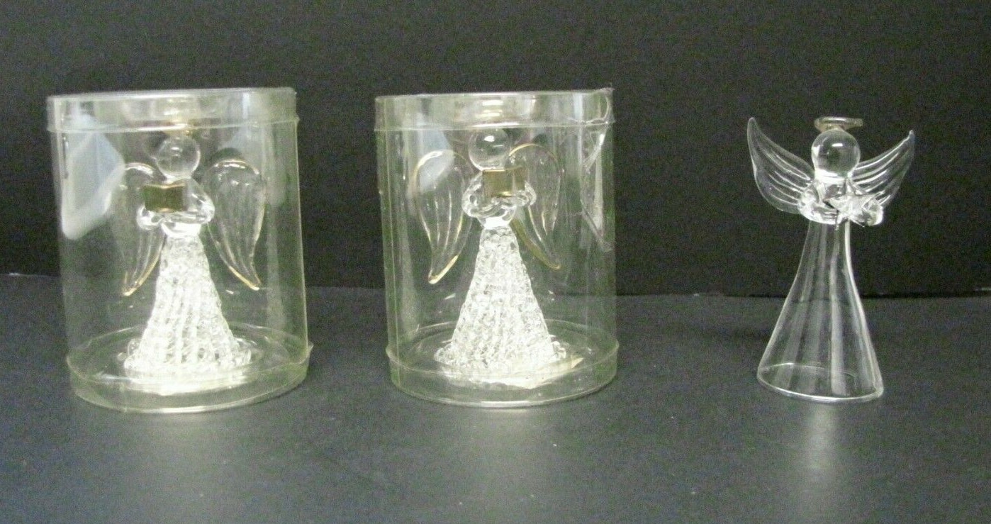 Beautiful 3 - Blown Art Clear Glass Angels Figurines 3" | eBay