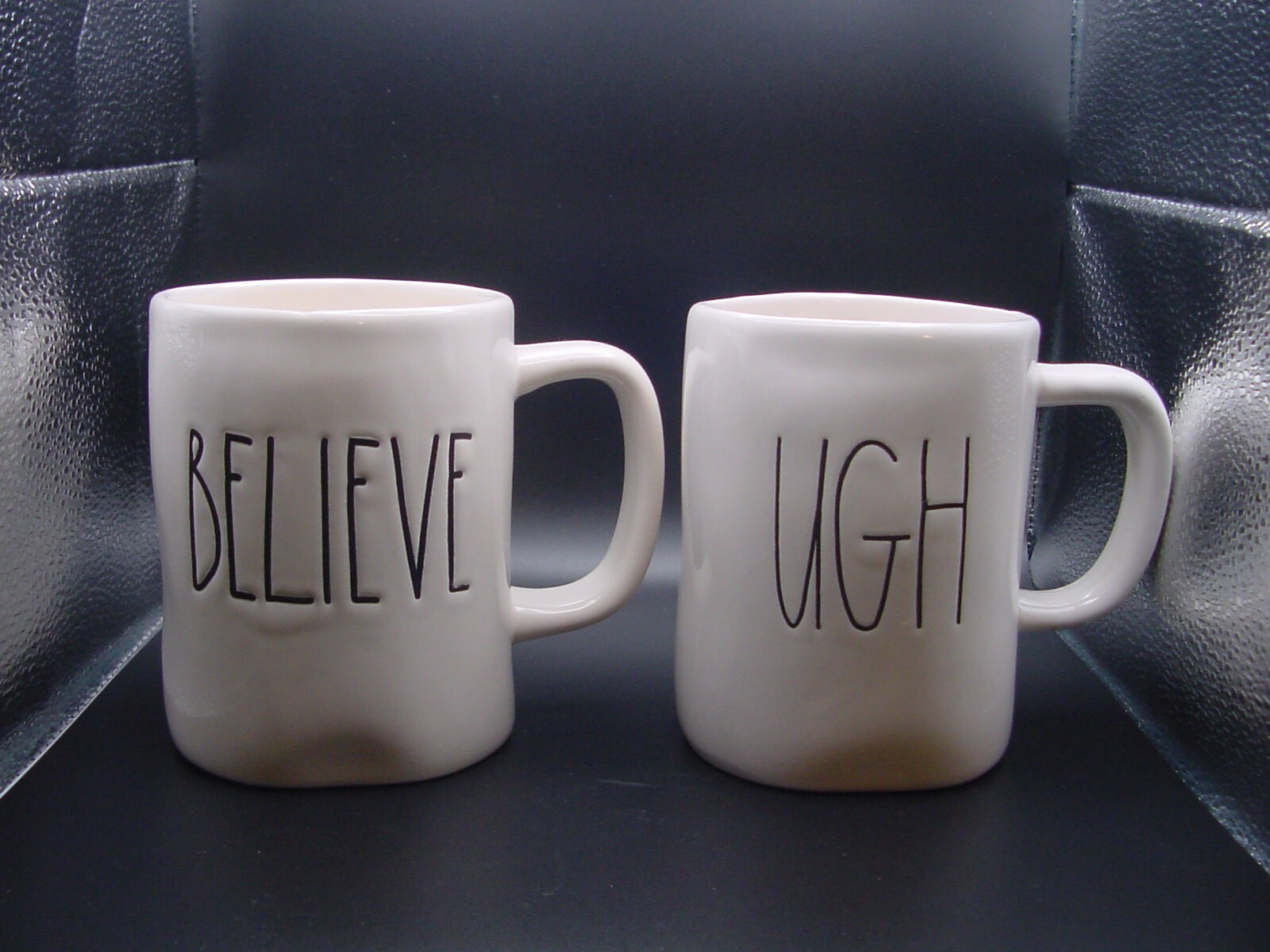 Rae Dunn BELIEVE & UGH Coffee or Tea Mugs by Magenta | eBay