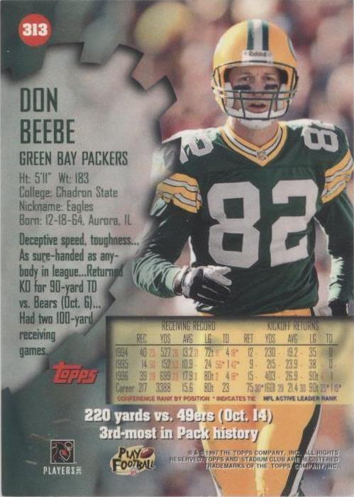 Preços baixos em 1997 Stadium Club Don Beebe #313 | eBay
