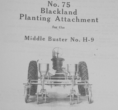 McCormick No. 75 Blackland Planter Manual for No. H-9 Middle Buster ...
