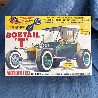 VINTAGE 1962 LINDBERG BOBTAIL "T" MOTORIZED MODEL KIT 1/8 SCALE. Opened ...