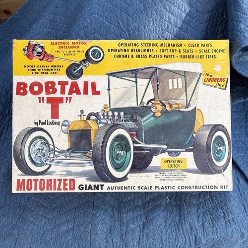 VINTAGE 1962 LINDBERG BOBTAIL "T" MOTORIZED MODEL KIT 1/8 SCALE. Opened ...