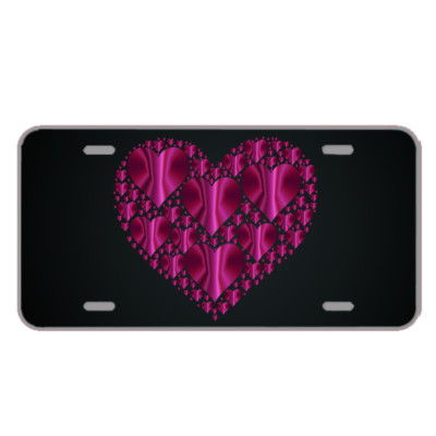Custom Novelty License Plate With Dark Pink Hearts Within Hearts Design ...