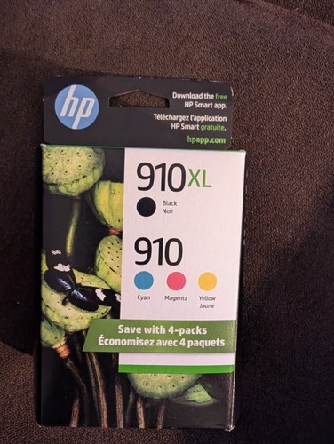 4 PACK HP GENUINE 910XL BLACK 910 COLOR INK box OFFICEJET PRO 8010/8020 ...