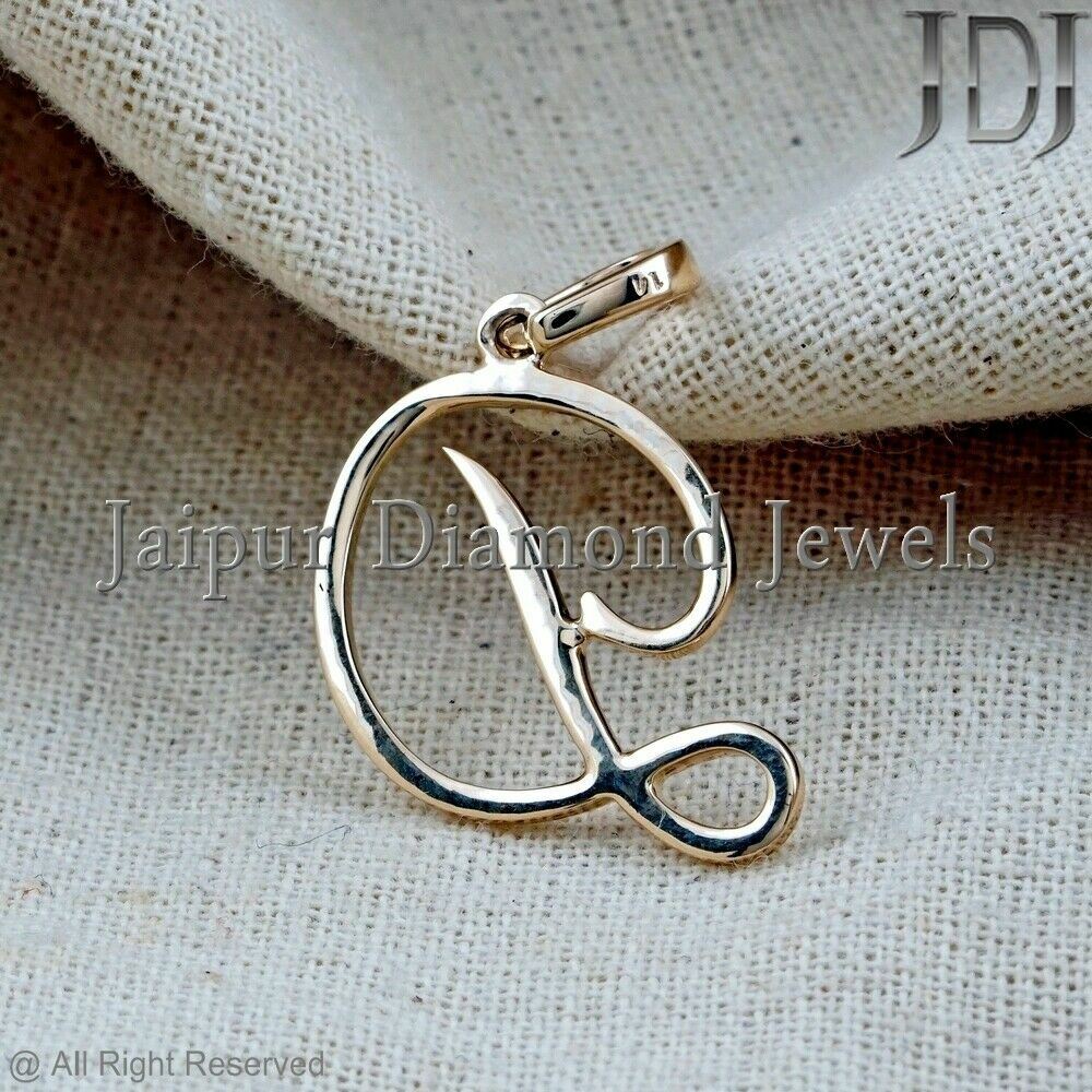 14K Solid Yellow Gold Initial Charm Pendant D Letter Alphabet Pendant ...