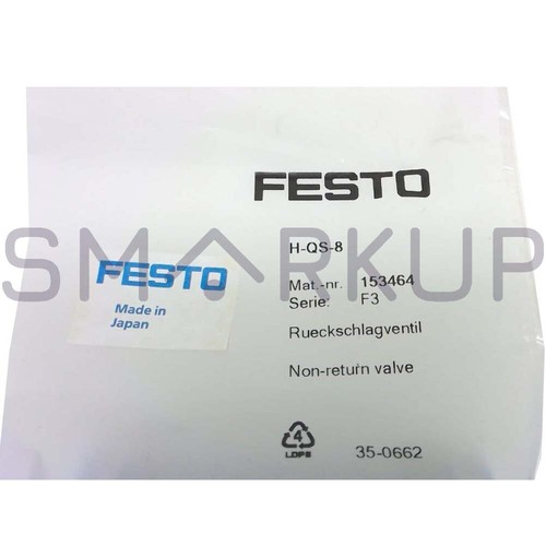 New In Box FESTO H-QS-8 153464 PLC Non-Return Valve QS-8 Industrial ...