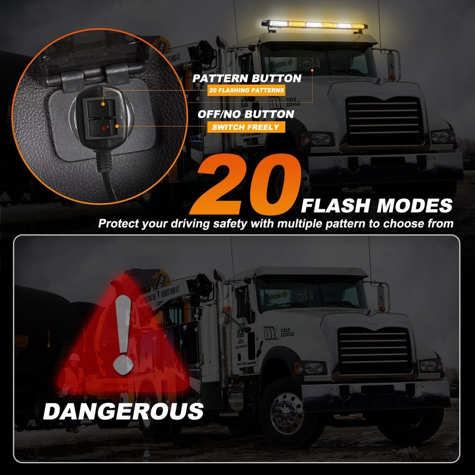 126LED Strobe Light Bar Emergency Beacon Rooftop Warning Flashing 26 ...