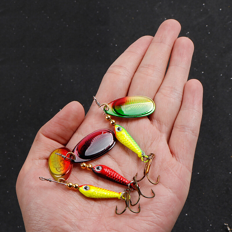 Fishing Spinner Bait 9g Spoon Lure Metal Baits Treble Hook Carp ...