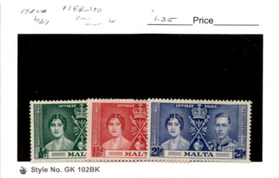 Malta, Postage Stamp, #188-190 Mint LH, 1937 Coronation (AB) | eBay