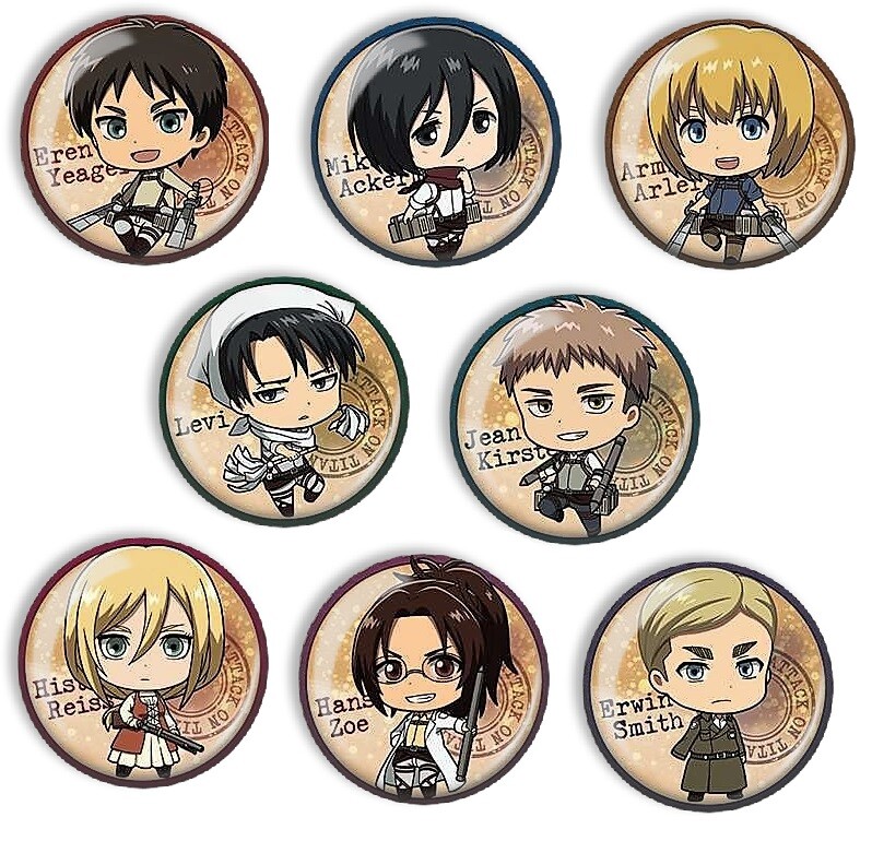 Attack On Titan AOT Pin Set Anime Character Cosplay 8 Pack Button Badge ...