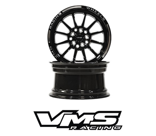 15X8 VMS RACING BLACK HAWK BLACK POLISHED DRAG RIMS WHEELS 5X100/5X114 ...