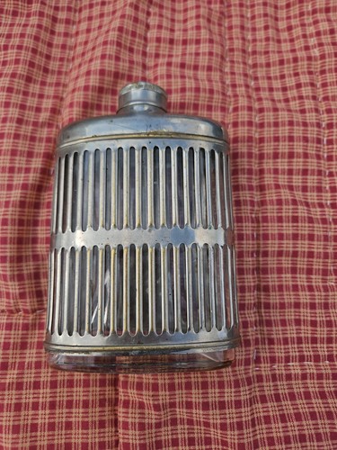 Caged Glass Flask Metal Chrome 1920's Prohibition Era Screw On Lid Cork ...