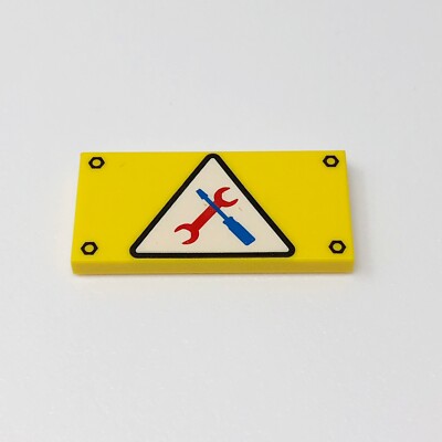 LEGO Tile 2x4 Workshop Tools Wrench Screwdriver Printed Pattern Yellow ...