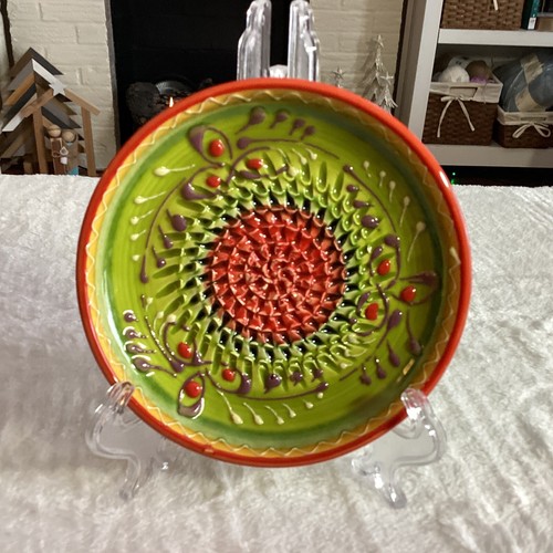Garlic Ginger Grater Plate. Bright Fiesta Colors. Hand Painted And Made ...