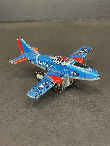 Vintage Tin Litho Navy Jet Plane - Made in Japan - 4 Inches - Great ...