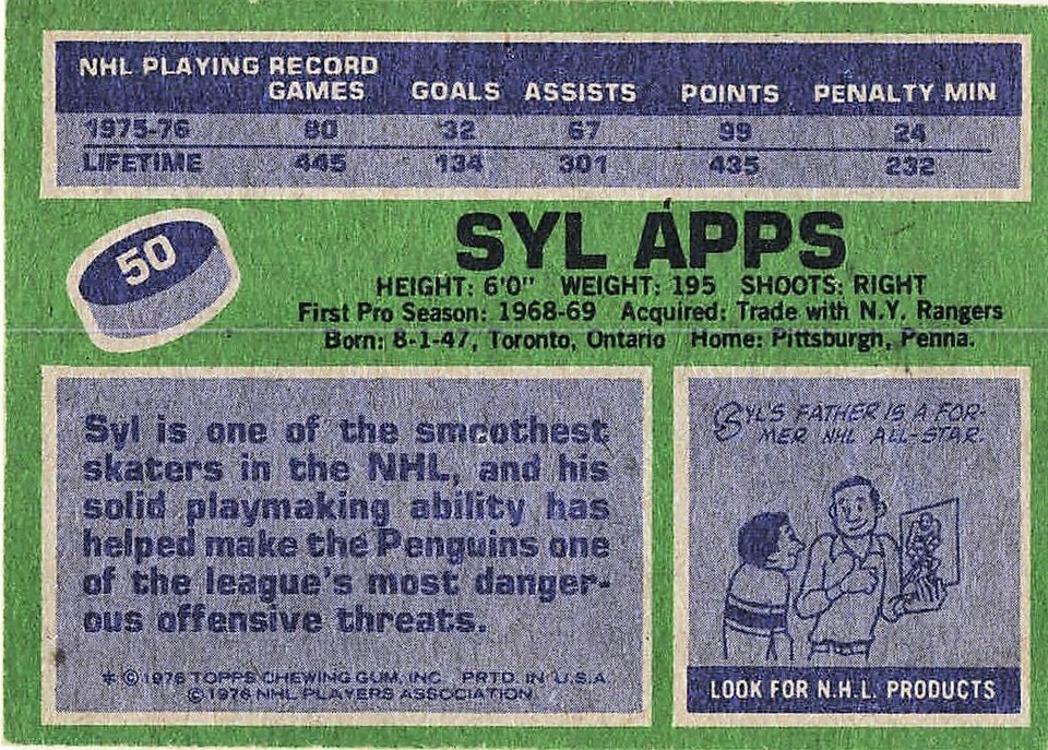 1976-77 Topps #50 Syl Apps | eBay