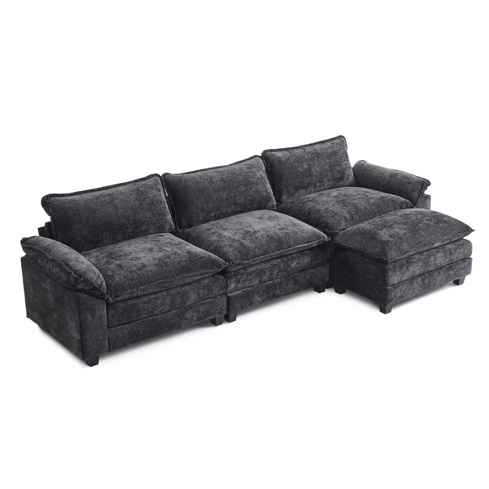 122 Inch Convertible Sectional Sofa Set 3 Seats L-Shaped Sofa Couch ...