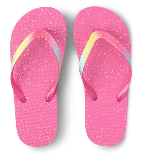 New With Tags Youth Girls Glitter Pink Flip Flops Size 3-4 The Children ...