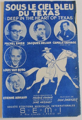 Partition ancienne-SOUS LE CIEL BLEU DU TEXAS Musique de: DON SWANDER ...