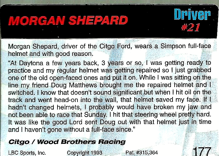 NASCAR Driver Morgan Shepard (#21) - LBC Trading Card #177 - FREE ...