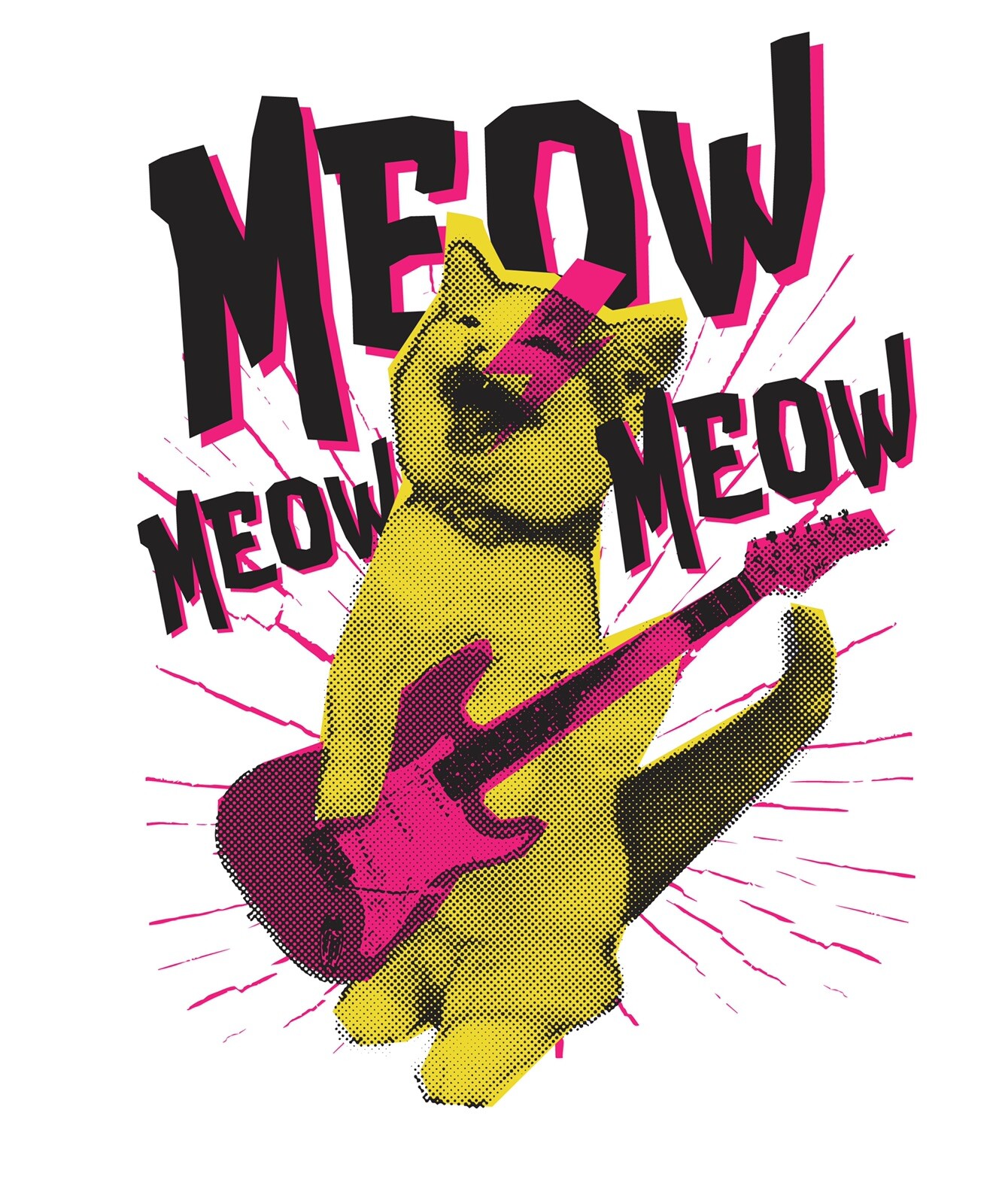 3” Guitar Cat Sticker Meow Hard Rock Metal Band Rock On Loud Party ...