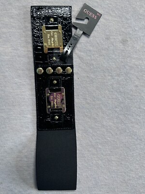 Guess Women's Wide Elastic Waist Belt Black Gold | eBay