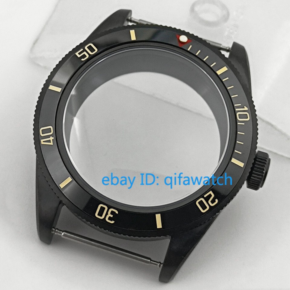 39mm black Watch Case Dome Sapphire Fit NH34 NH35 NH36 ETA 2824 PT5000 ...
