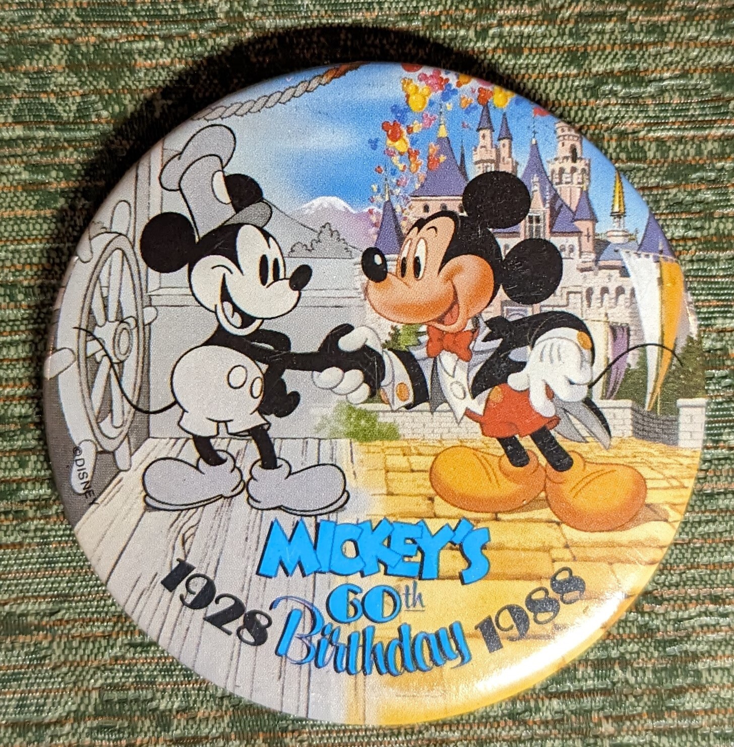 Vintage Pinback Pin Button, Mickey Mouse 60th Birthday 1928-1988 ...