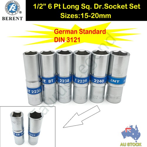 6PC 1/2" Drive Metric German Standard Deep Socket Set 15-20mm CRV GS Dr ...