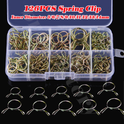 126PCS/Set Fuel Line Hose Tubing Spring Clip Kit Oil Pipe Air Tube ...