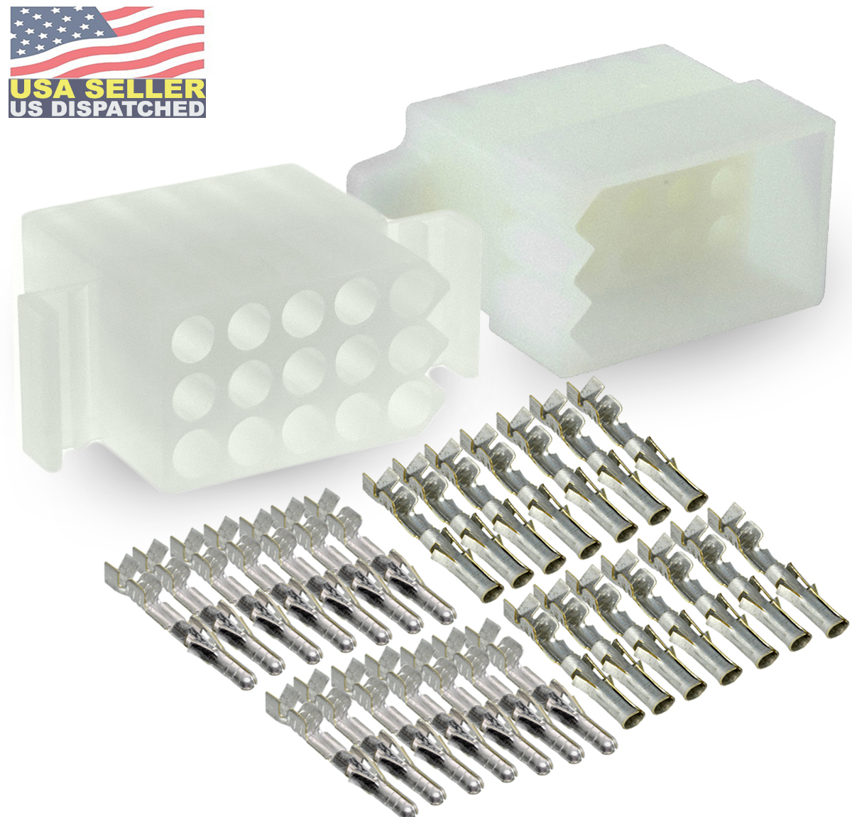 15 Pin Molex Connector Lot, 1 Matched Set, w/14-20 AWG .093" Pins, w ...