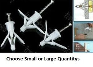 PLASTERBOARD POLY TOGGLE FIXINGS & SCREWS, HOLLOW CAVITY STUD DRY WALL ...