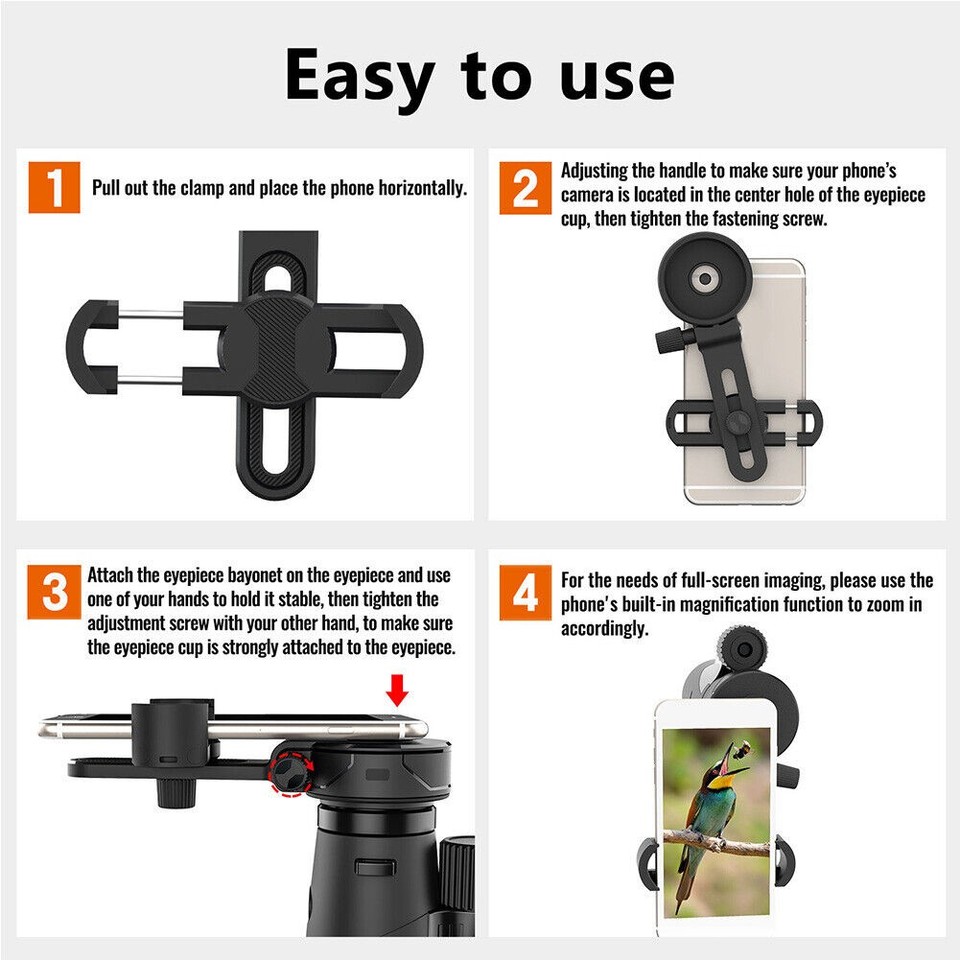 Universal Cell Phone Camera Clip Mount Spotting Scope Adapter Precise ...