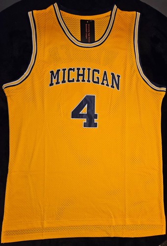 NCAA Michigan Wolverines #4 Chris Webber Throwback Jersey Yellow 2XL ...