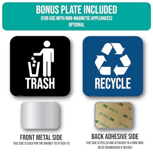 Recycle and Trash Magnets for Kitchen Trash Cans and Recycling Blue and ...