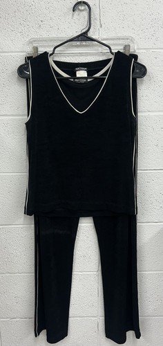 Softwear by Mark Singer Black Track Suit Set w/ White Line Accent (S ...