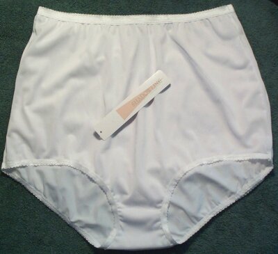 3 Pair Size 7 WHITE Nylon Full Brief ShadowLine NO Cotton Crotch or ...