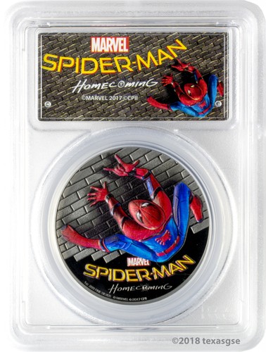 2017 $5 Cook Islands Spider-Man Homecoming 1oz .999 Silver Coin PCGS ...