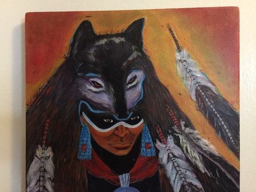 Native American Indian Cherokee Artist DOROTHY STRAIT-Sacred Blk Wolf ...