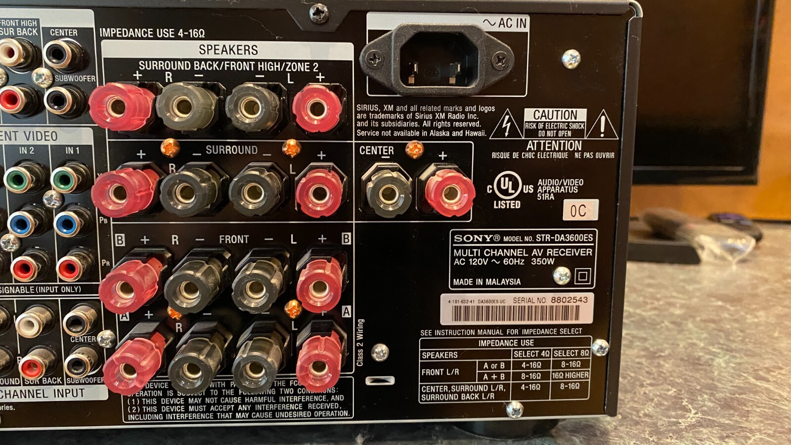 Sony STR-DA3600ES A/V Receiver - 7.1ch Surround Sound Theatre HiDef ...