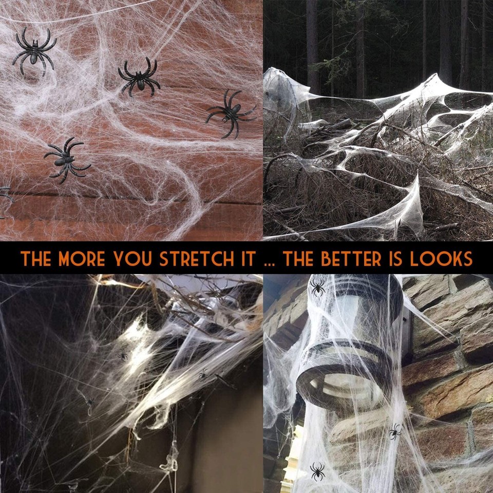 Super Stretch Spider Web for Halloween Indoor/Outdoor Decoration (800 ...