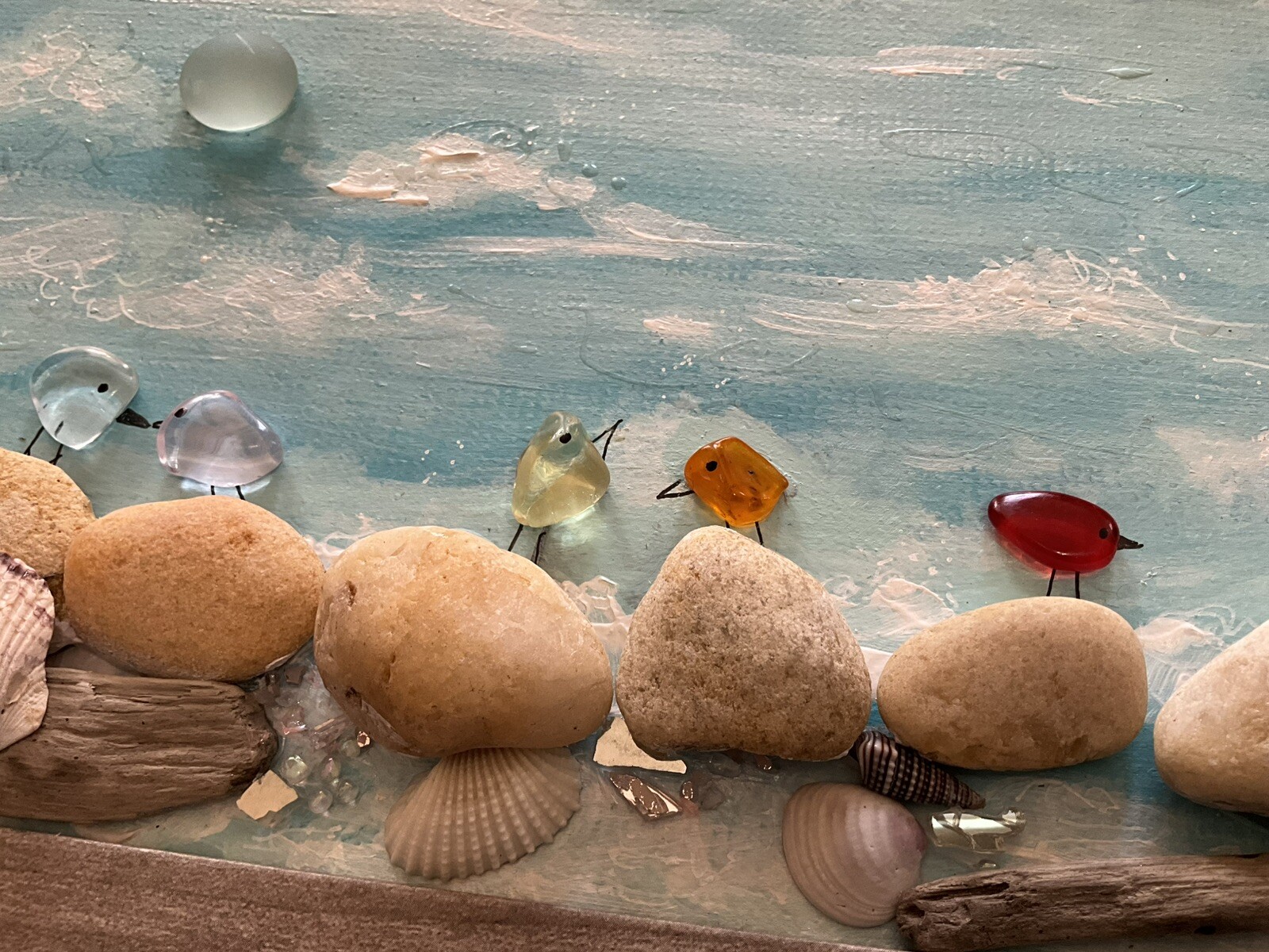 New Handmade Rainbow Beach Glass Birds sea glass wall art birds ...