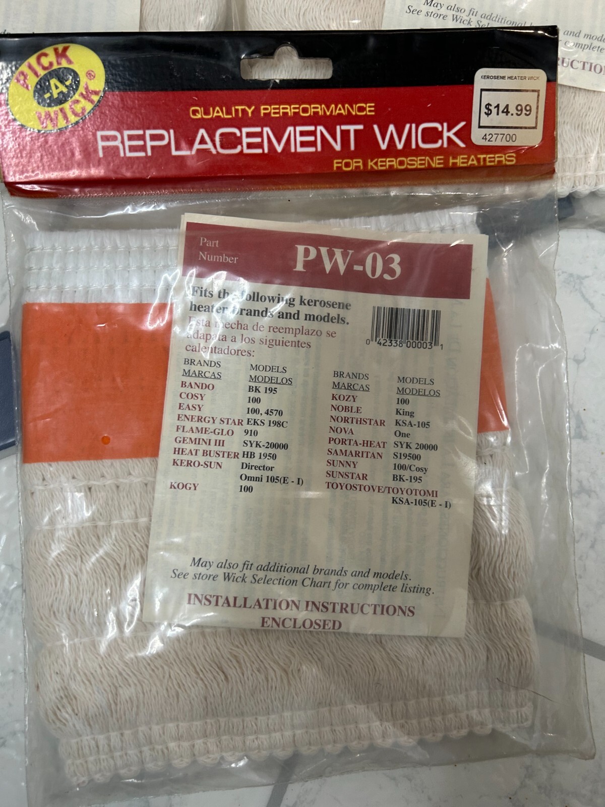 New 3-pack lot Pick-A-Wick Replacement Kerosene Heater Wick PW-03 (AW ...