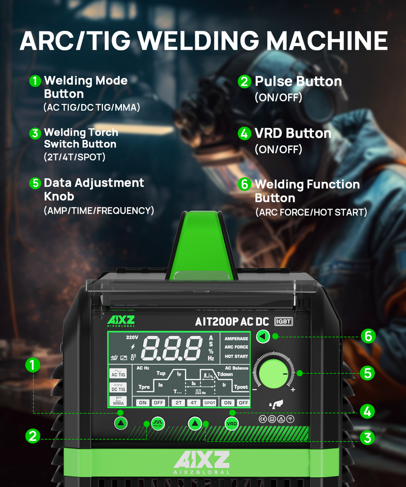AIXZ Aluminum TIG Welder IGBT AC/DC Pulse HF MMA/Stick Tig Welding ...
