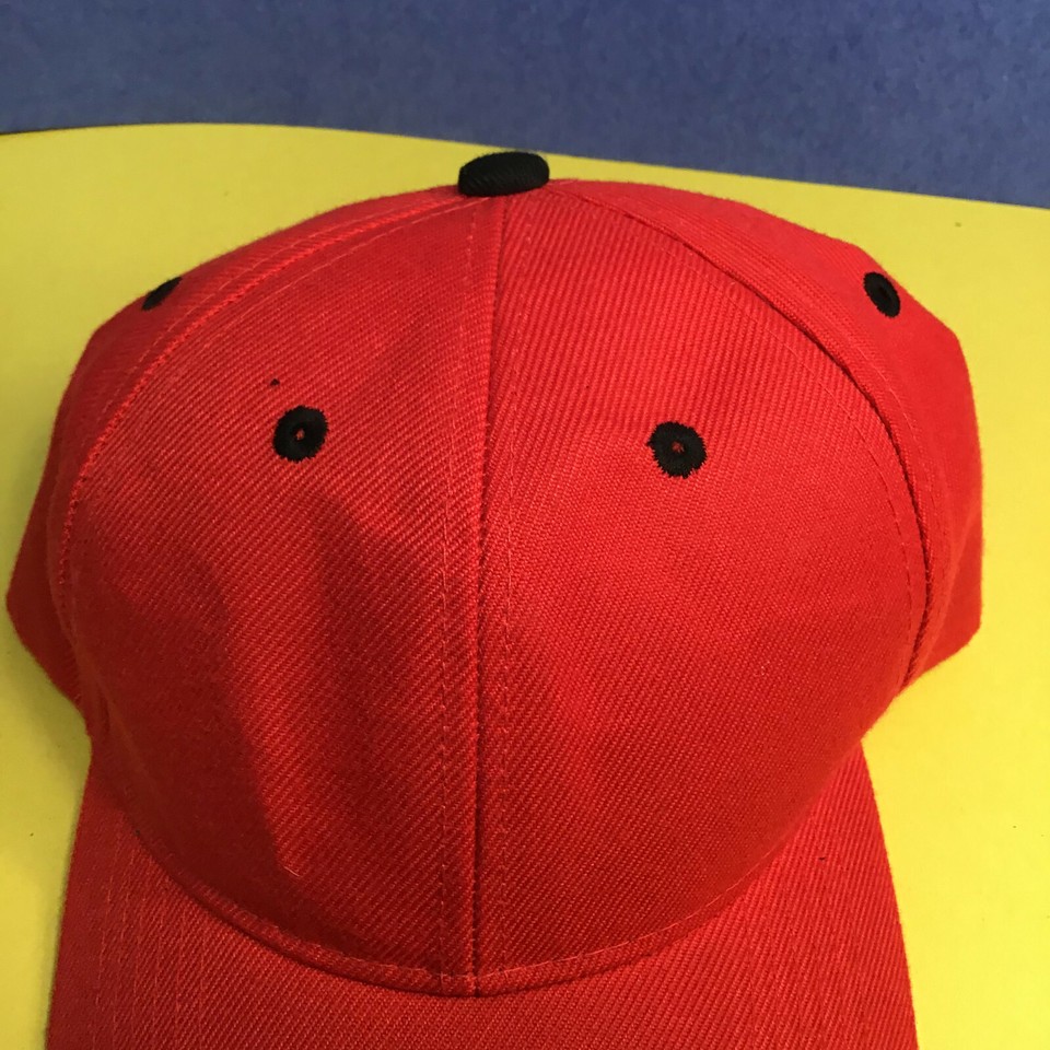 Plain Red Strapback Hat with Black Holes | eBay