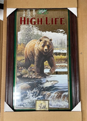 MILLER HIGH LIFE BEER WILDLIFE MIRROR BROWN BEAR 14x25 Mirror Scott ...