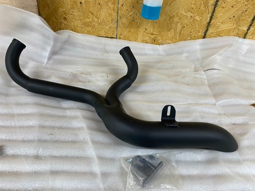 Black 2 into 1 Lake Turn out Exhaust Pipe Harley Chopper Softail FLH ...